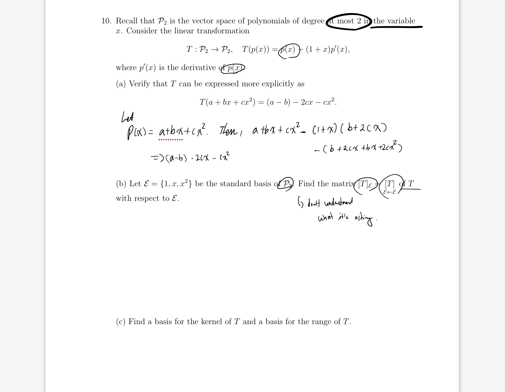 Solved Recall that P2 is ﻿the vector space of ﻿polynomials | Chegg.com