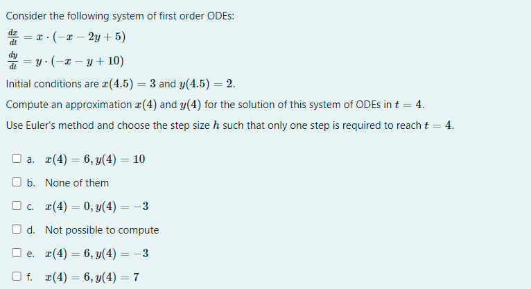 Solved Consider the following system of first order ODEs: | Chegg.com