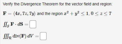 Solved Verify the Divergence Theorem for the vector field | Chegg.com
