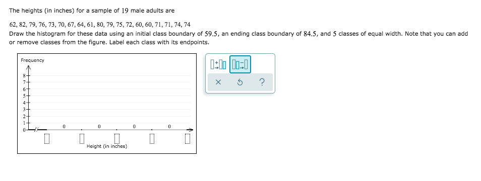 Solved The heights (in inches) for a sample of 19 male | Chegg.com