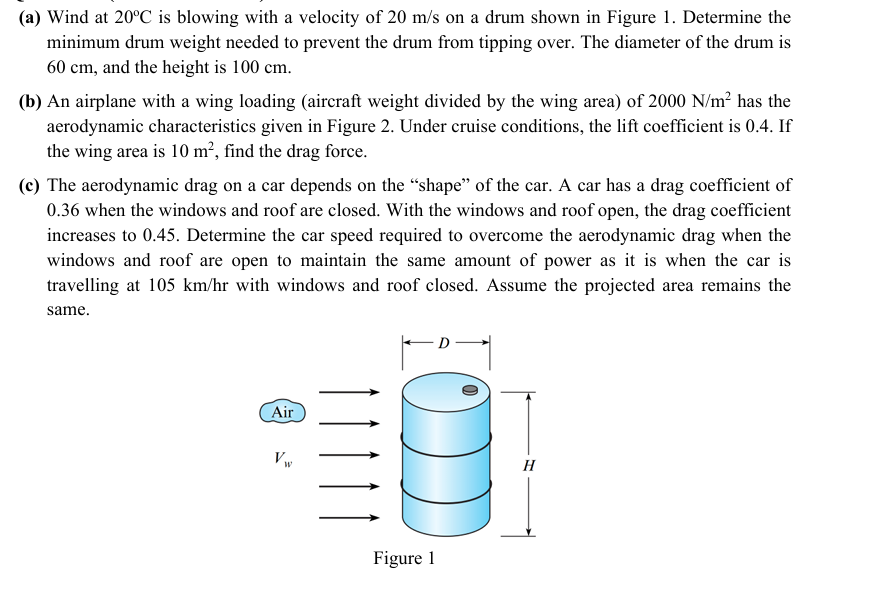 Solved (a) ﻿Wind at \( 20^{\circ} \mathrm{C} \) ﻿is blowing | Chegg.com