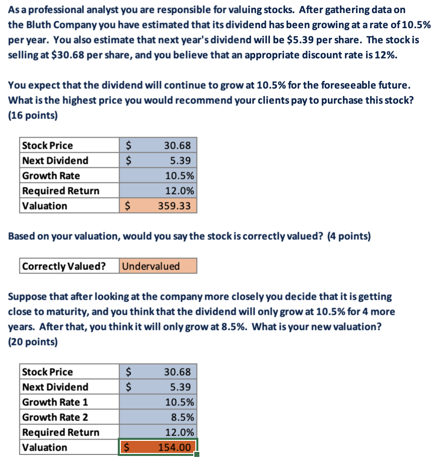 Solved I need an excel formula I can use to calculate the | Chegg.com