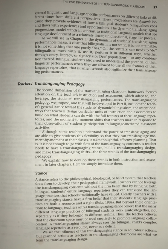 Solved CHAPTER 2 Language Practices and the Translanguaging | Chegg.com
