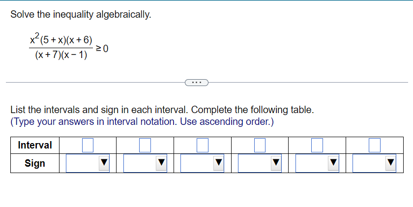 Solved Solve the inequality algebraically. | Chegg.com