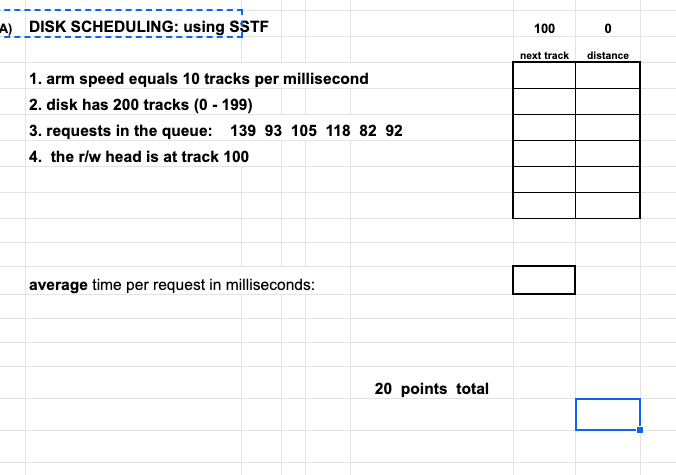 A) DISK SCHEDULING: using SSTF 100 0 next track | Chegg.com