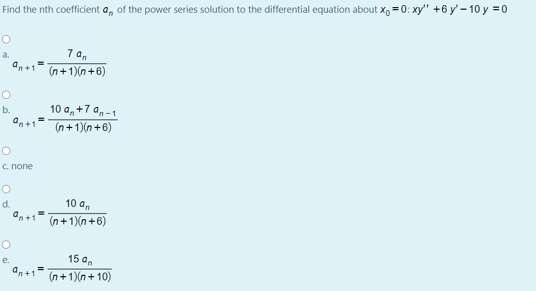 Solved Find the nth coefficient an of the power series | Chegg.com