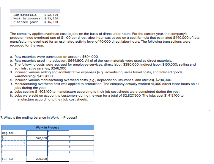 Solved Raw materials Work in process Finished goods $ 62,500 | Chegg.com
