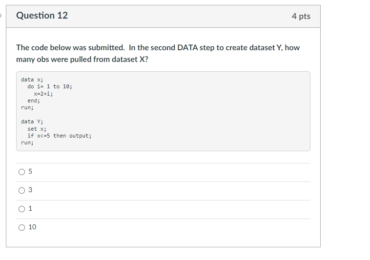 Solved The code below was submitted. In the second DATA step | Chegg.com