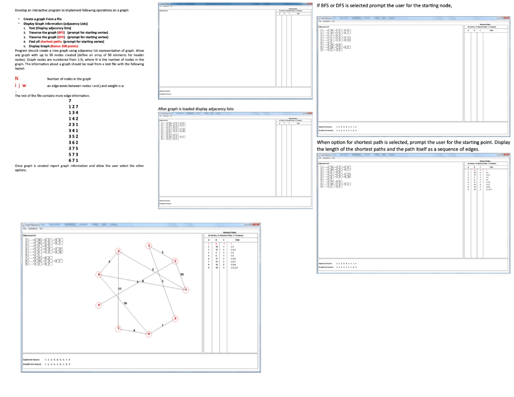 If BFS or DFS is selected prompt the user for the | Chegg.com