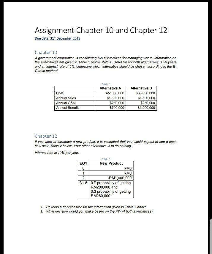 Solved Assignment Chapter 10 and Chapter 12 date: 31st | Chegg.com