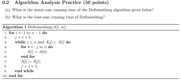 Solved 0.2 ﻿Algorithm Analysis Practice ( 50 ﻿points)(a) | Chegg.com