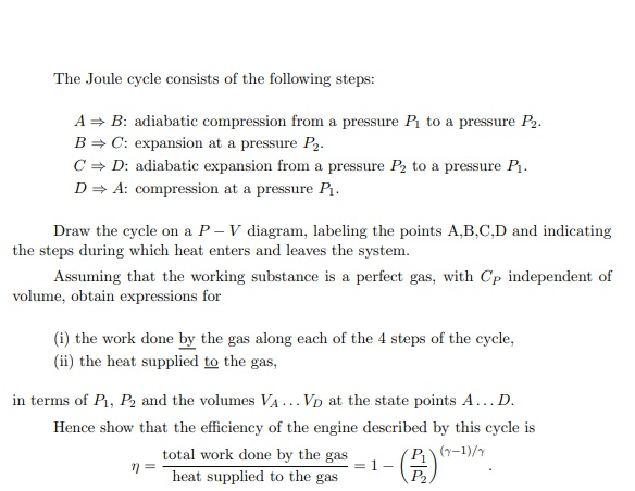 Solved The Joule cycle consists of the following steps: A = | Chegg.com