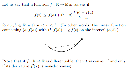 Solved Let us say that a function f:R->R is convex | Chegg.com