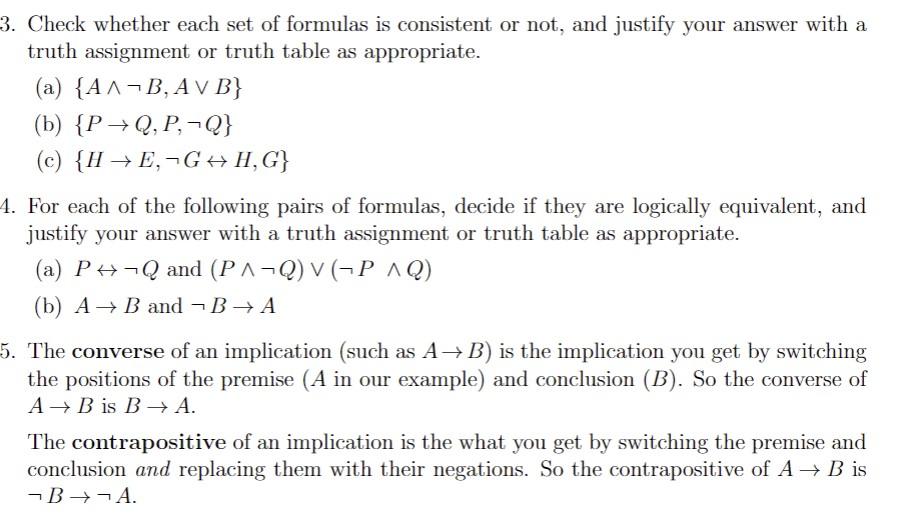 Solved Check whether each set of formulas is consistent or | Chegg.com