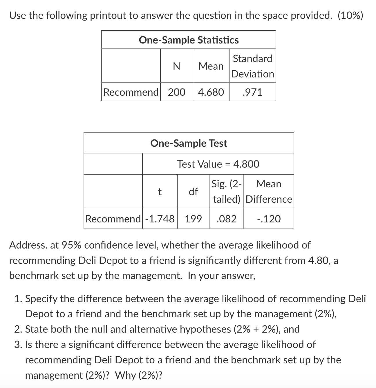 Solved Use the following printout to answer the question in | Chegg.com