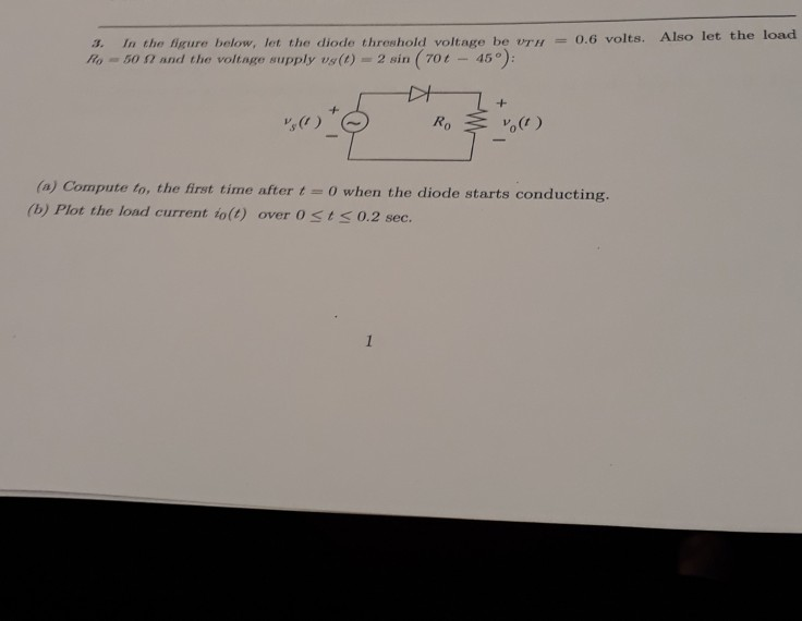 Solved 3. In the figure below, let the diode threshold | Chegg.com