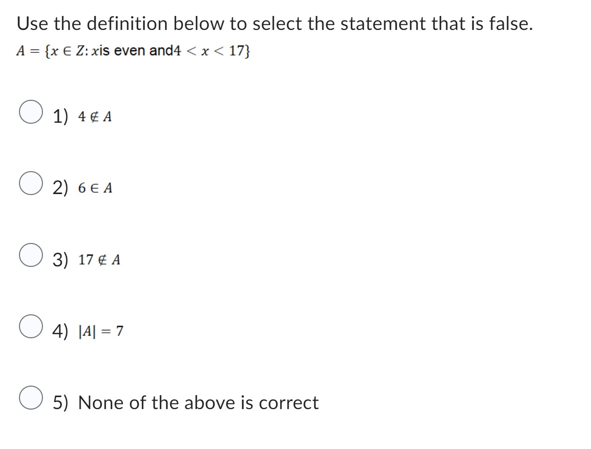Solved Use the definition below to select the statement that | Chegg.com