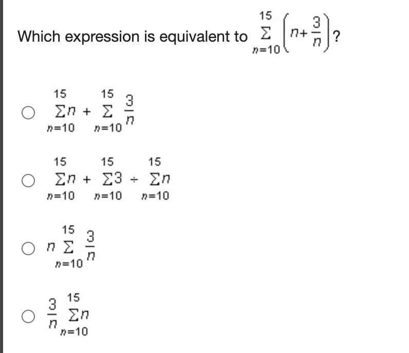 Solved 20 Which expression is equivalent to 3 (n(n+1))? h=3 | Chegg.com