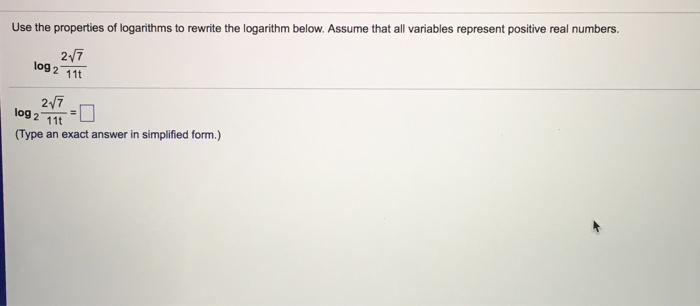 Solved Use the properties of logarithms to rewrite the | Chegg.com