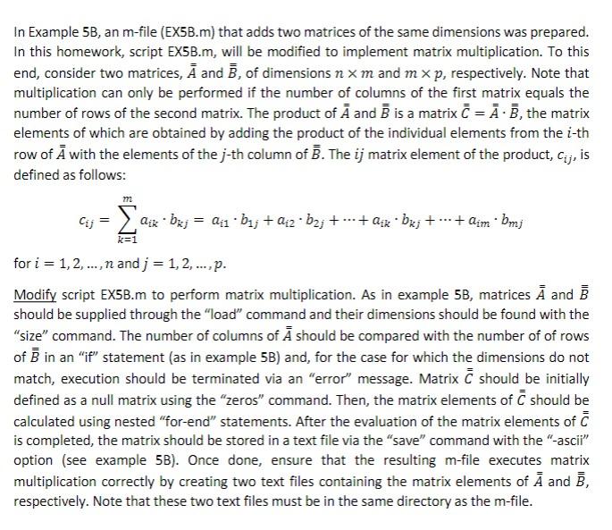 Solved In Example 5B, an m-file (EX5B.m) that adds two | Chegg.com