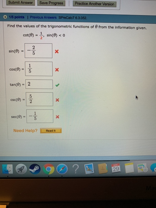 Solved Find the values of the trigonometric functions of 0 | Chegg.com