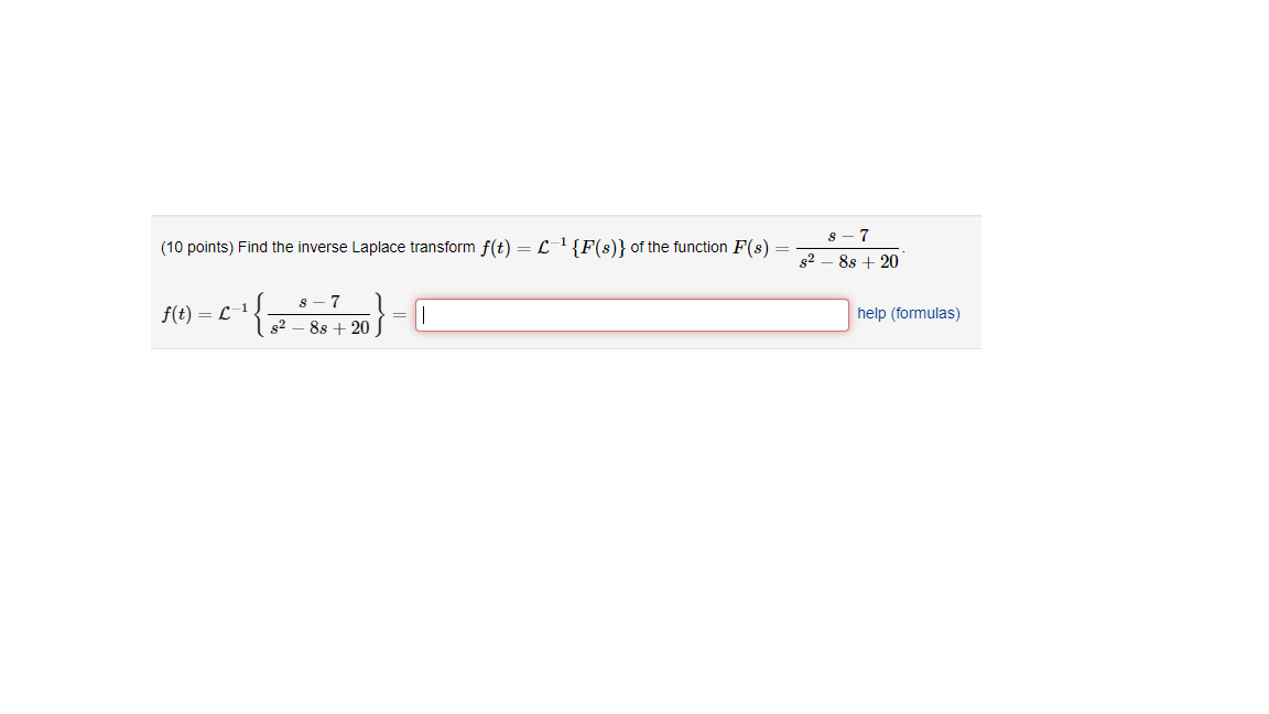 Solved (10 points) Find the inverse Laplace transform | Chegg.com