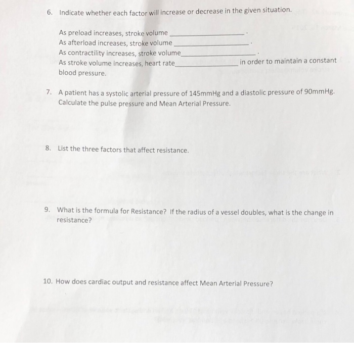 Solved Define heart rate, stroke volume and cardiac output. | Chegg.com