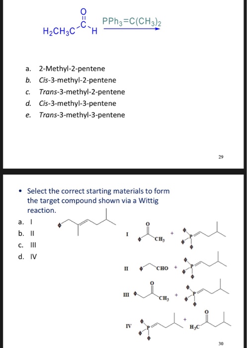 Solved 0 PPh,-C(CH3)2 a. 2-Methyl-2-pentene b. | Chegg.com
