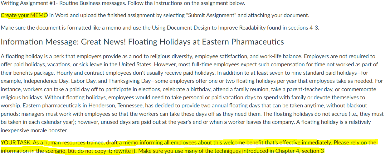 Solved Nriting Assignment \#1- Routine Business messages. | Chegg.com