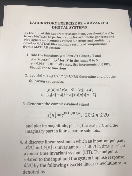 Solved LABORATORY EXERCISE #2-ADVANCED DIGITAL SYSTEMS By | Chegg.com