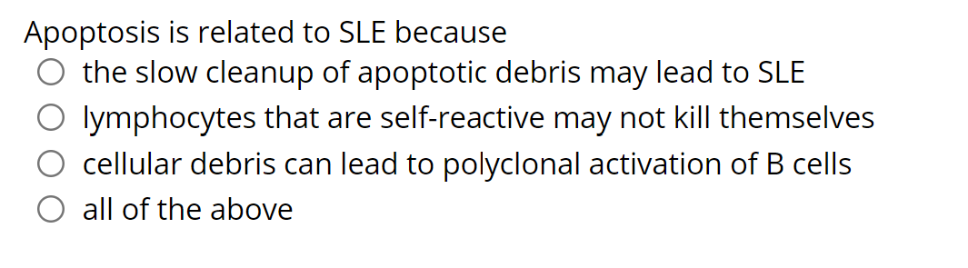 Solved Apoptosis is related to SLE because the slow cleanup | Chegg.com