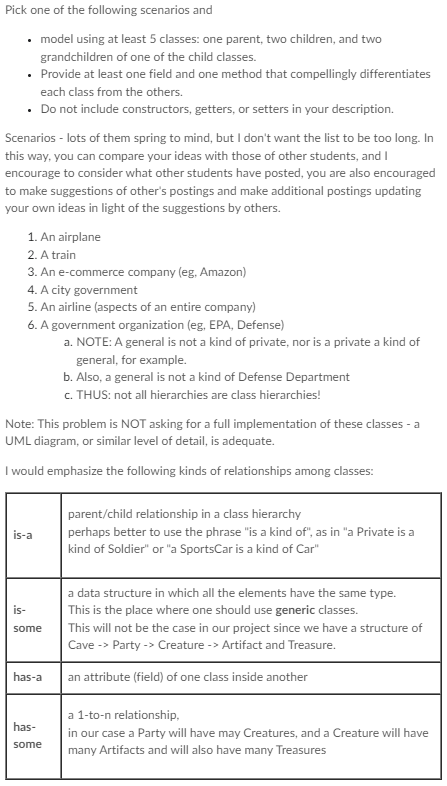Solved Pick one of the following scenarios and - model using | Chegg.com