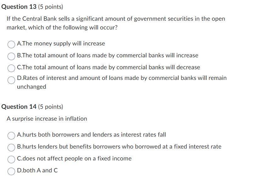 Solved Question 9 (5 points) Which of the following would | Chegg.com