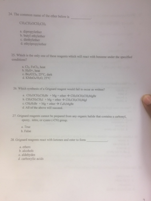 Solved 24. The common name of the ether below is | Chegg.com