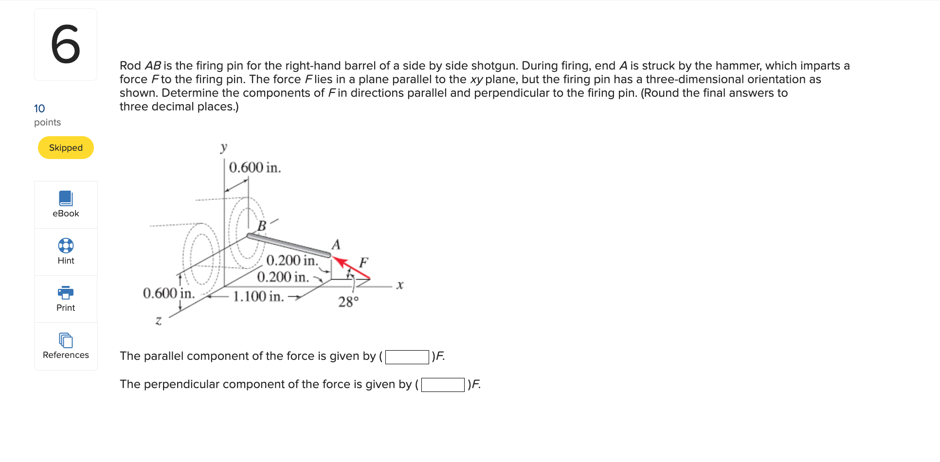 Solved Rod AB is the firing pin for the right-hand barrel of | Chegg.com