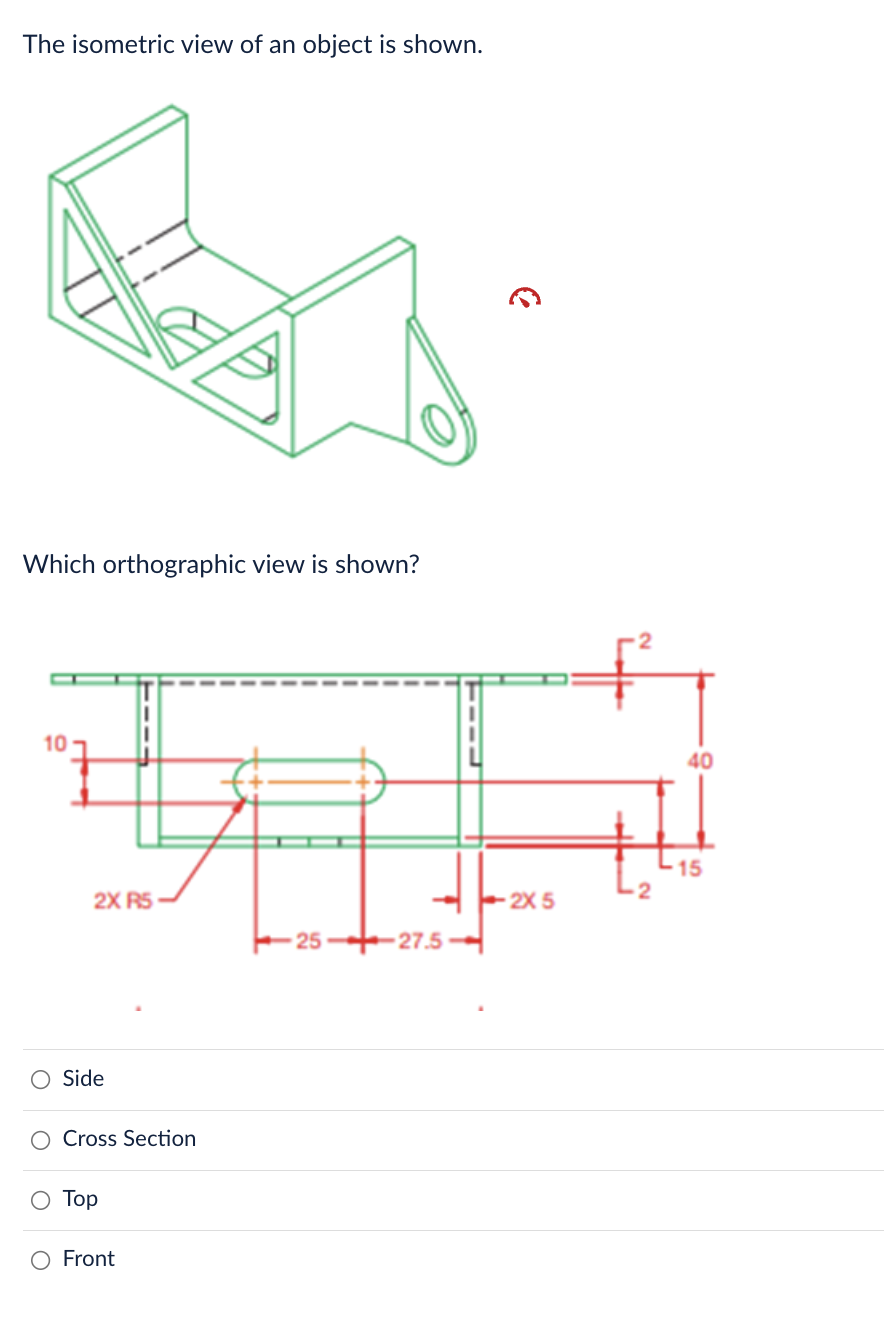 Solved The isometric view of an object is shown. Which | Chegg.com