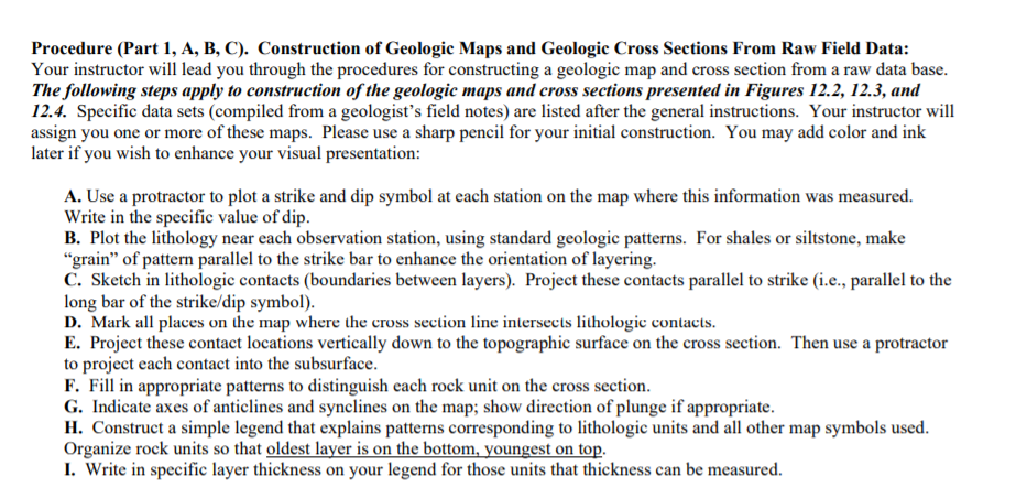 Procedure (Part 1, A, B, C). Construction of Geologic | Chegg.com