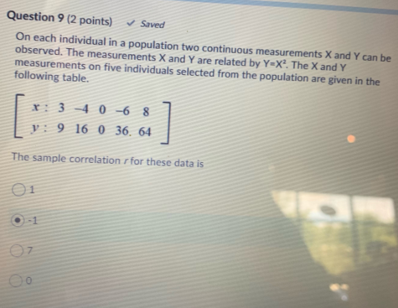 Solved Question 9 (2 points) Saved On each individual in a | Chegg.com