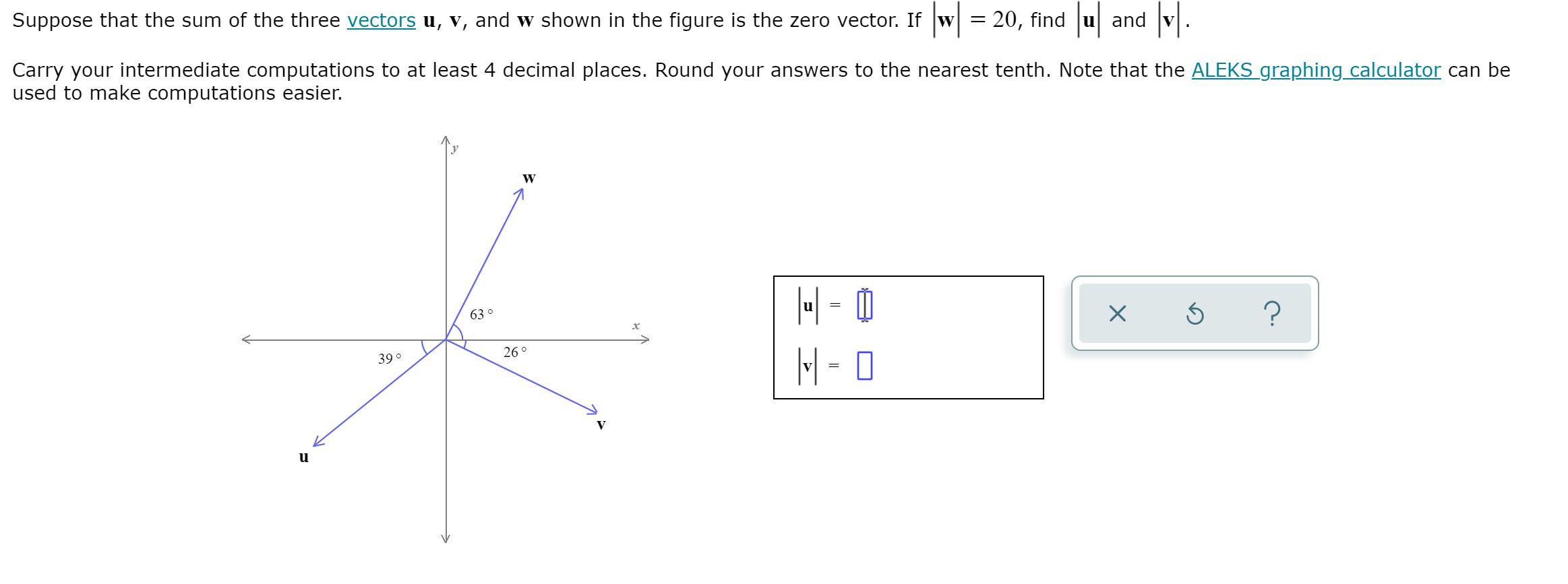Solved Suppose that the sum of the three vectors u, v, and w | Chegg.com