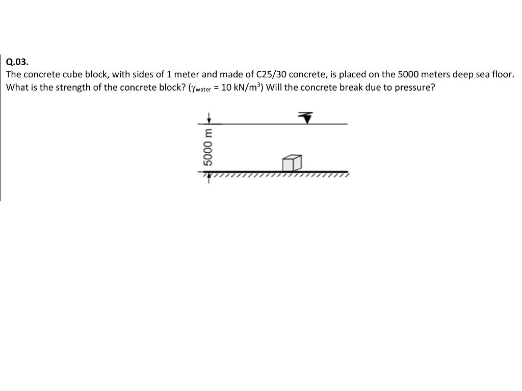Solved Q.03. The concrete cube block, with sides of 1 meter | Chegg.com