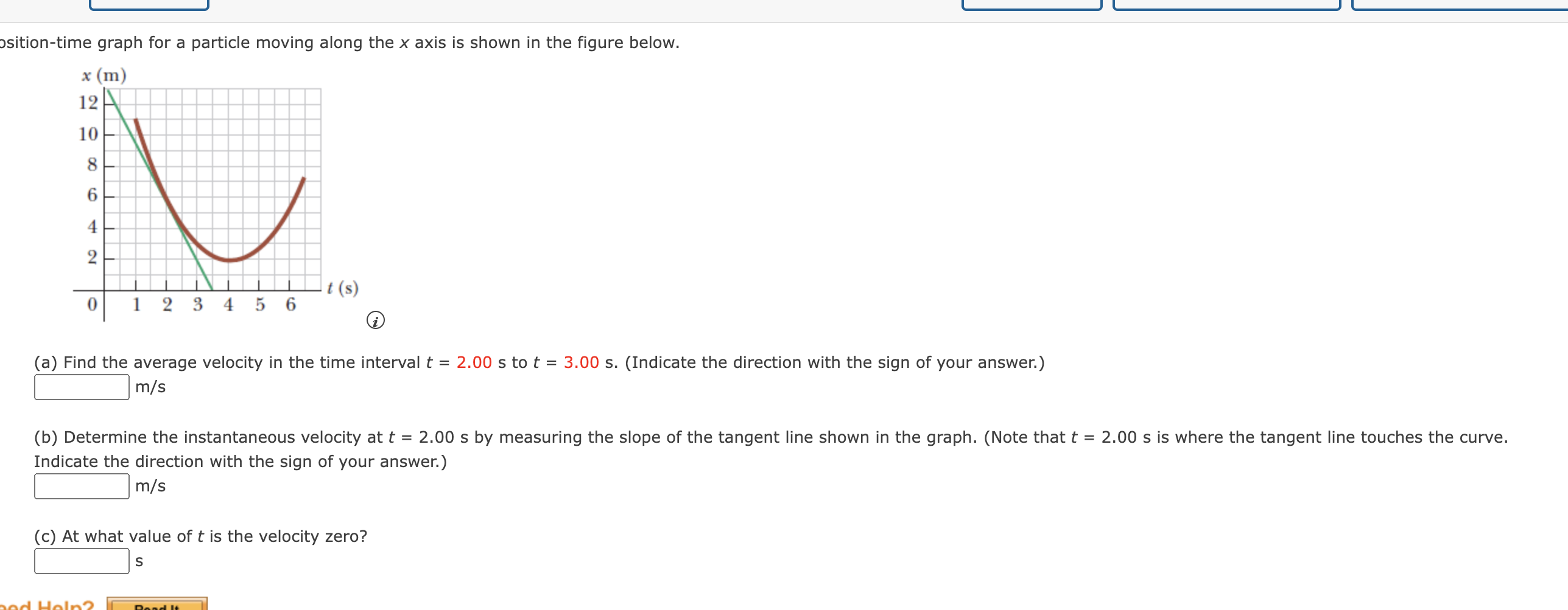 Solved A position-time graph for a particle moving along the | Chegg.com