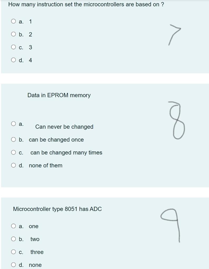 Solved The internal microcontroller architecture bus is O a. | Chegg.com