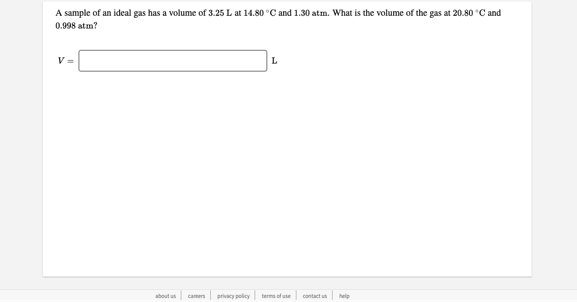 Solved A sample of an ideal gas has a volume of 3.25 L at | Chegg.com