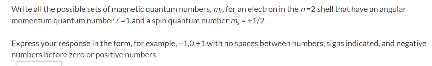 Solved Write all the possible sets of magnetic quantum | Chegg.com