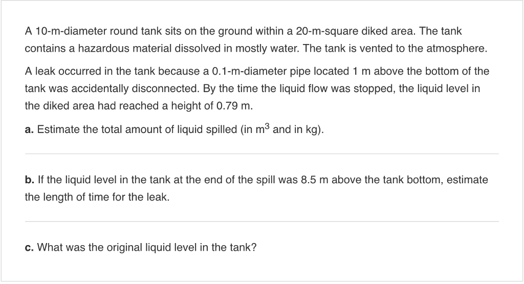 Solved A 10-m-diameter round tank sits on the ground within | Chegg.com