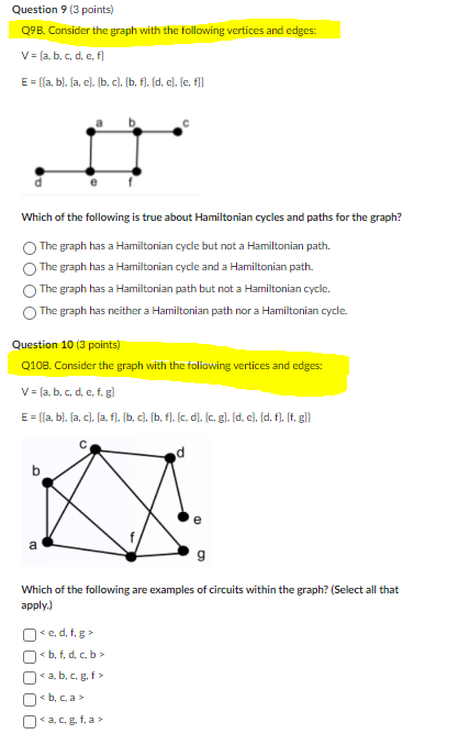 Solved Question 9 ( 3 points) Q9B. Consider the graph with | Chegg.com