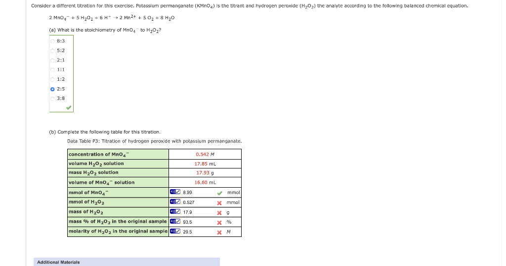 Solved 2MnO4−+5H2O2+6H+→2Mn2++5O2+8H2O (a) What is the | Chegg.com