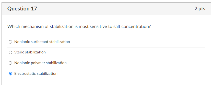 Solved Which mechanism of stabilization is most sensitive to | Chegg.com