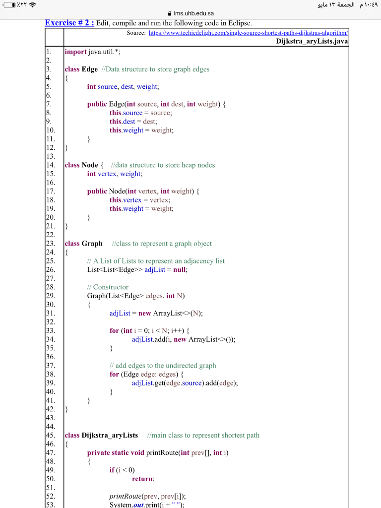 Solved Write a Java program for Dijkstra's algorithm for | Chegg.com