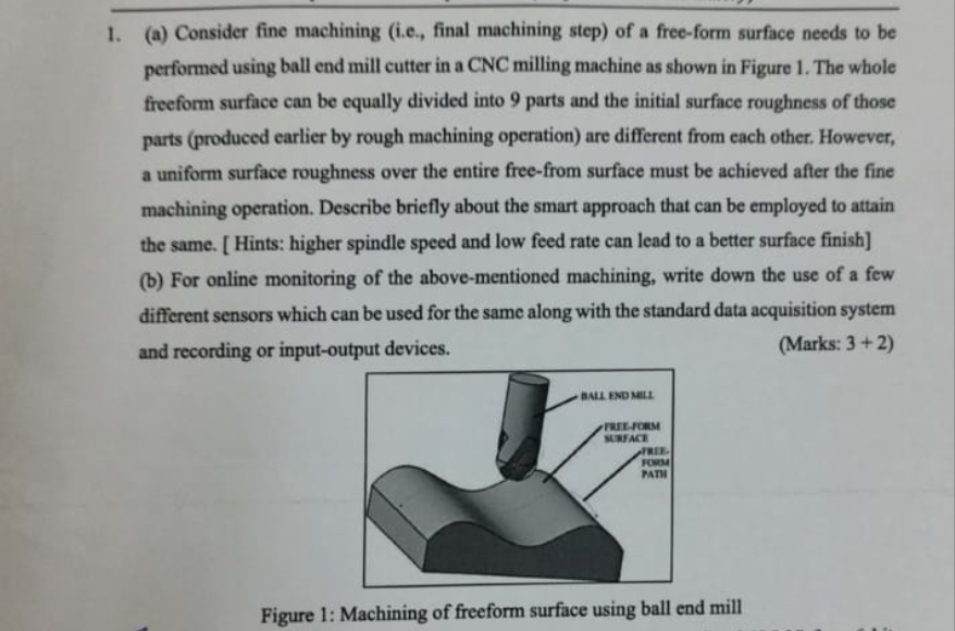 Solved 1. (a) ﻿Consider fine machining (i.c., ﻿final | Chegg.com